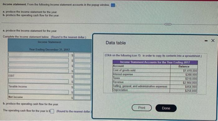 Solved Income statement. From the following income statement | Chegg.com