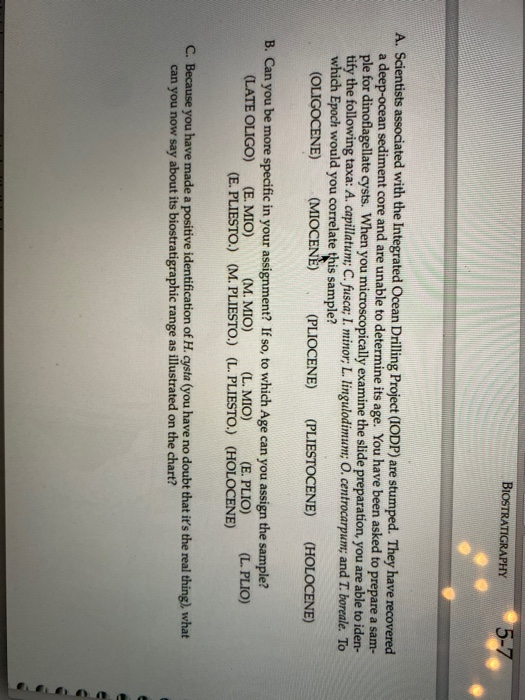 Solved 3. The following biostratigraphic chart consists of | Chegg.com