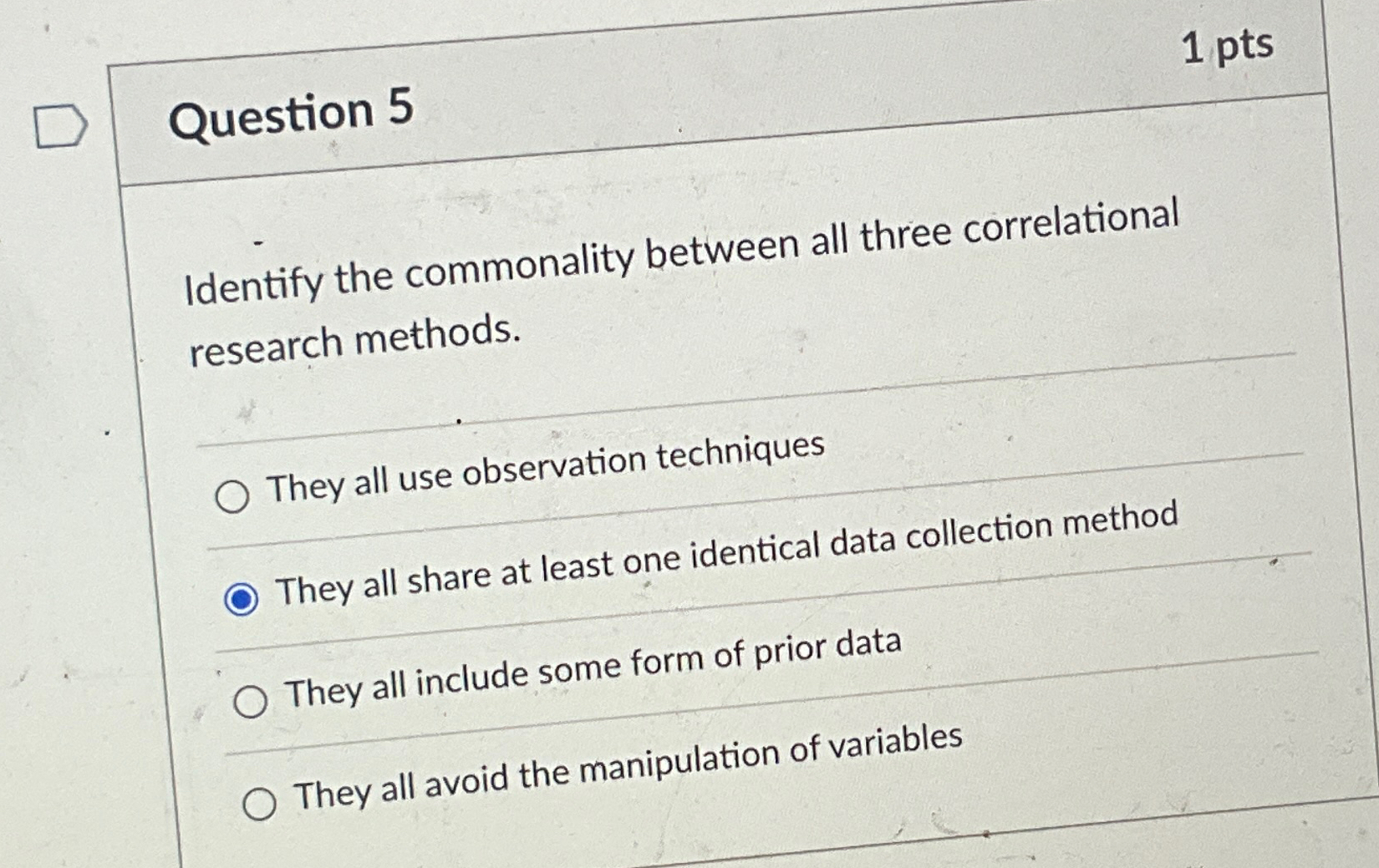 Solved Question 51ptsIdentify the commonality between all | Chegg.com