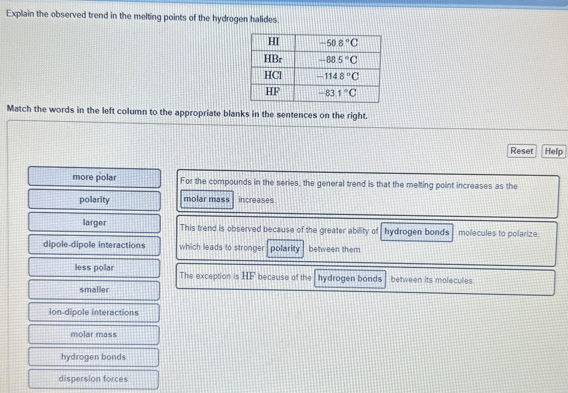 Solved Explain the observed trend in the melting points of | Chegg.com