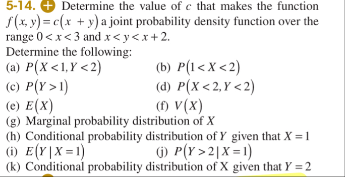 Solved 5-14. ﻿ Determine the value of c ﻿that makes the | Chegg.com