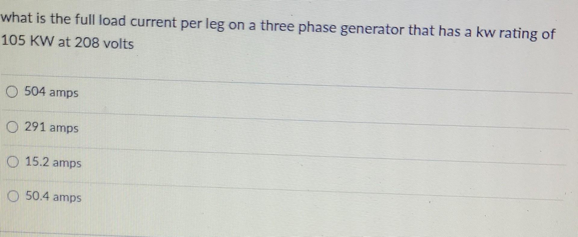 Solved what is the full load current per leg on a three | Chegg.com