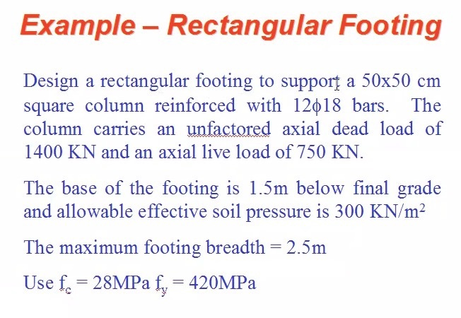Solved Example - Rectangular Footing Design a rectangular | Chegg.com