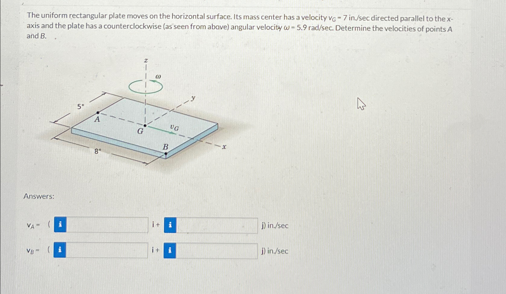 Solved The uniform rectangular plate moves on the horizontal | Chegg.com