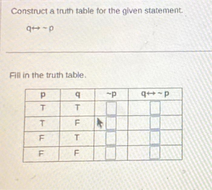 Solved Construct a truth table for the given statement. 91-p | Chegg.com