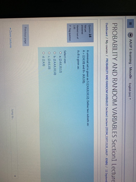 Solved III AAUP E-learning - Moodle English (en) PROBABILITY | Chegg.com