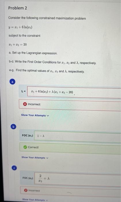 Solved Consider The Following Constrained Maximization
