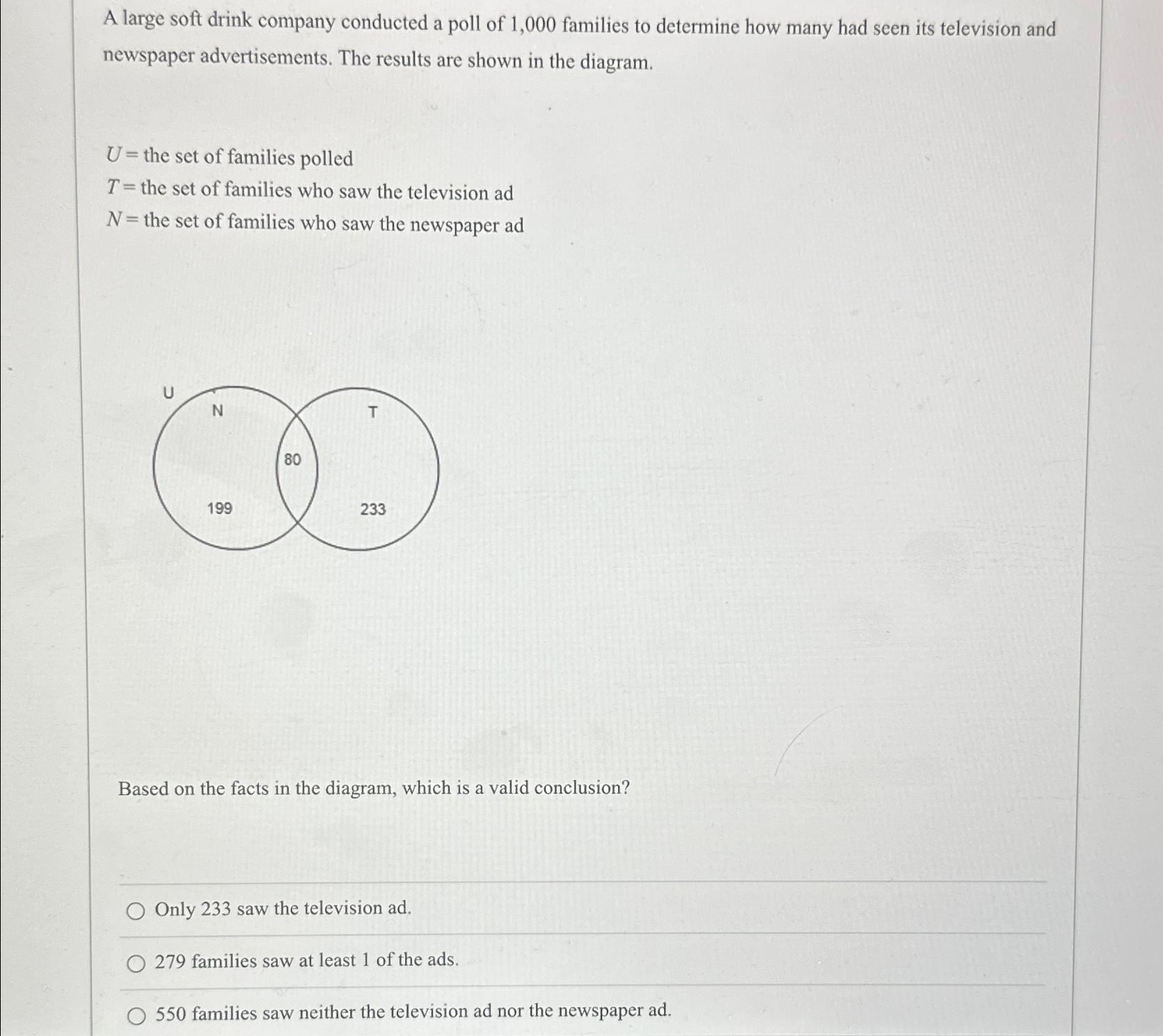 Solved A large soft drink company conducted a poll of 1,000 | Chegg.com