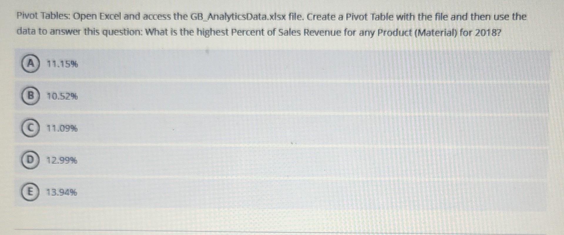 Pivot Tables: Open Excel and access the | Chegg.com