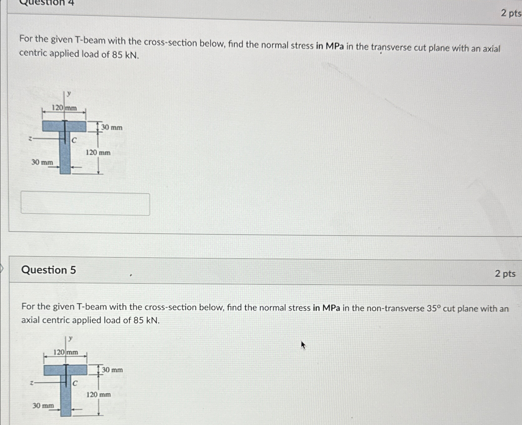 Solved For the given T-beam with the cross-section below, | Chegg.com