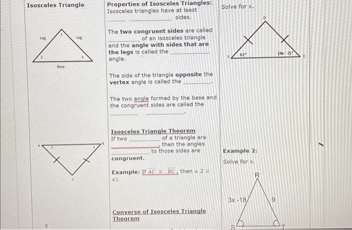 Solved Properties of Isosceles Triangles: Isosceles | Chegg.com