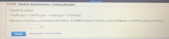 Solved TUTOR Solution Stoichiometry: Limiting Reactant | Chegg.com