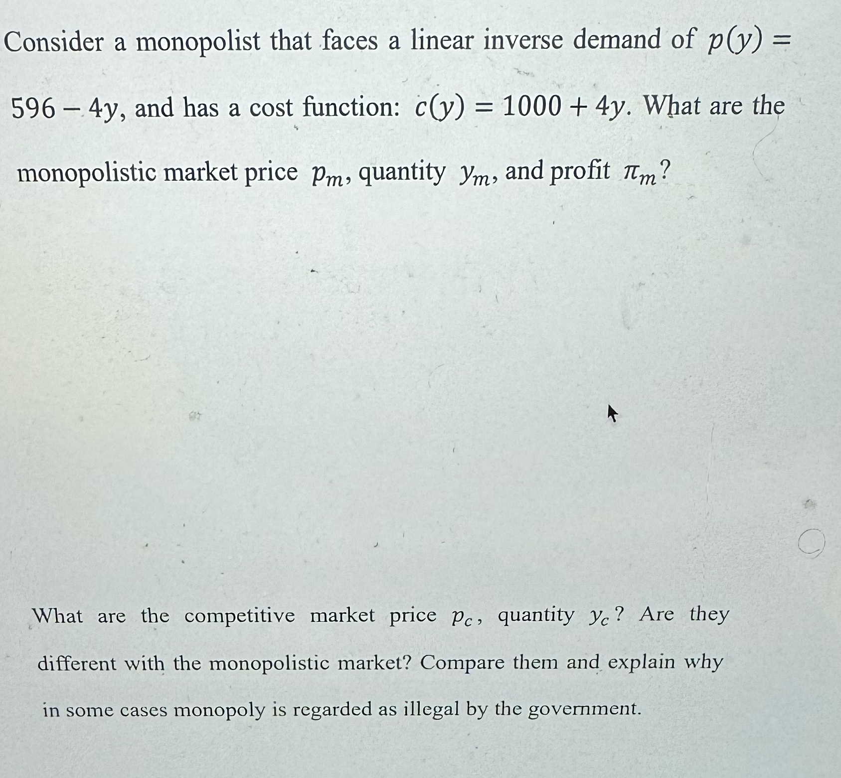 Solved Consider a monopolist that faces a linear inverse | Chegg.com