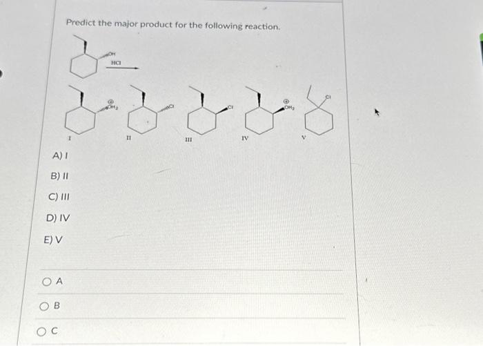 Solved Predict the major product for the following reaction. | Chegg.com
