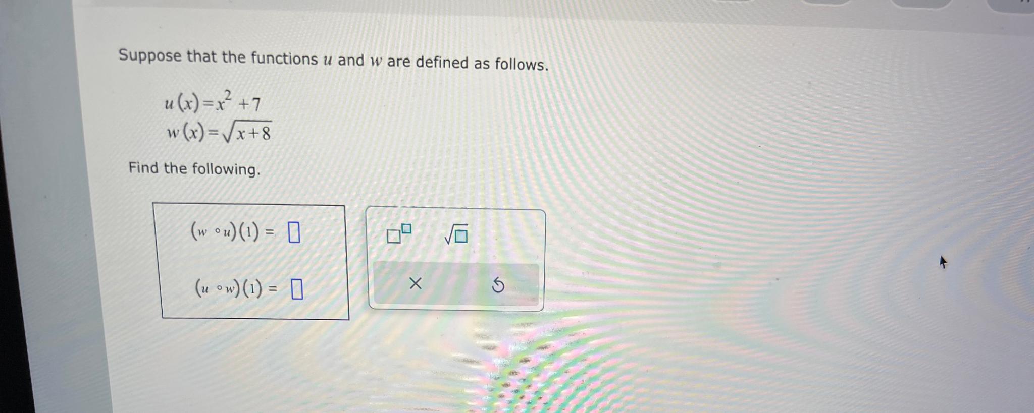 Solved Suppose that the functions u ﻿and w ﻿are defined as | Chegg.com