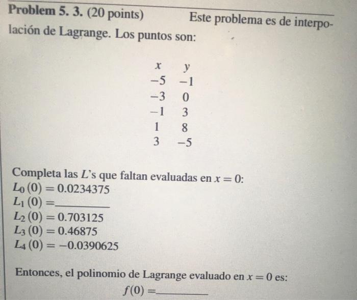 Solved USING MATLAB Lagrange interpolation. The points | Chegg.com