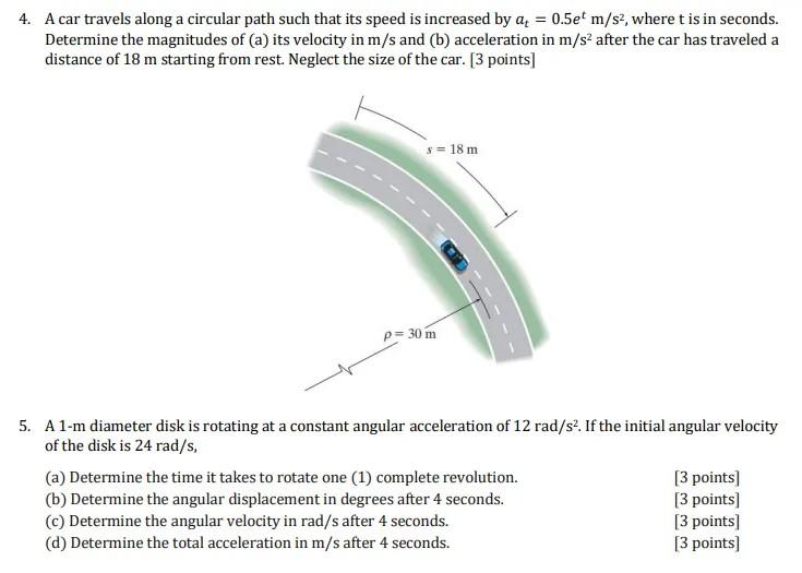 Solved 4. A car travels along a circular path such that its | Chegg.com