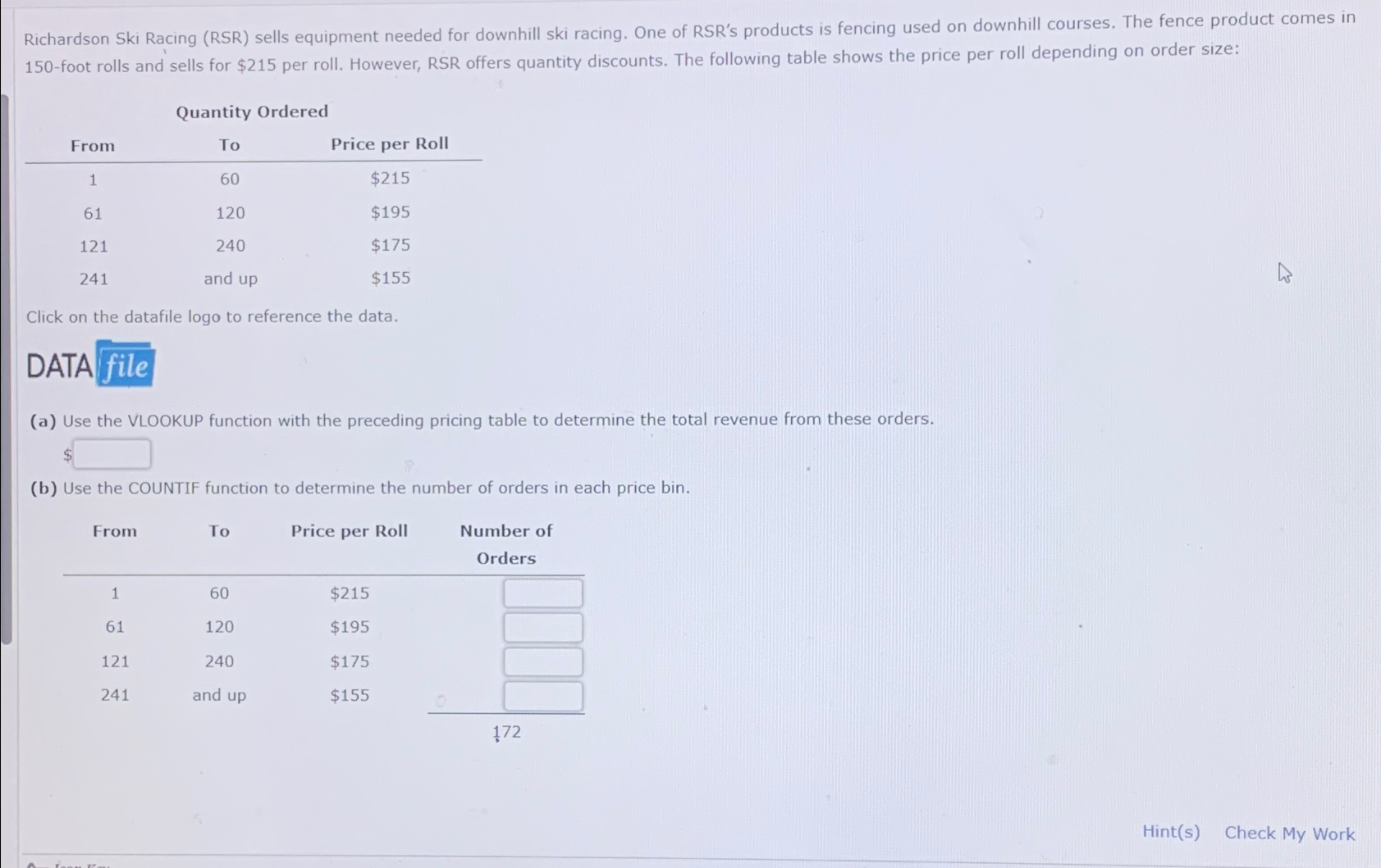Solved Richardson Ski Racing (RSR) ﻿sells equipment needed | Chegg.com