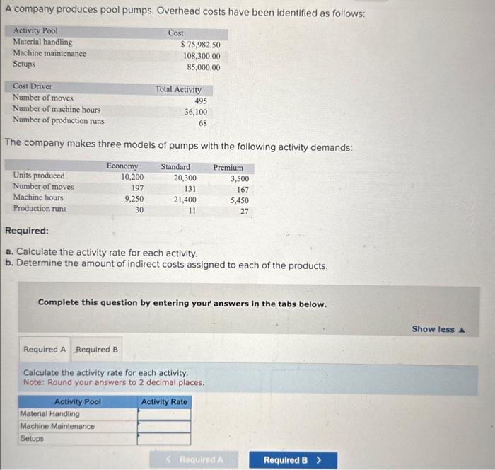 Solved A company produces pool pumps, Overhead costs have | Chegg.com