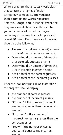 Solved Write a program that creates 4 variables that contain | Chegg.com