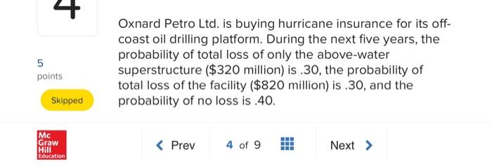 Solved 4 5 points Oxnard Petro Ltd. is buying hurricane | Chegg.com