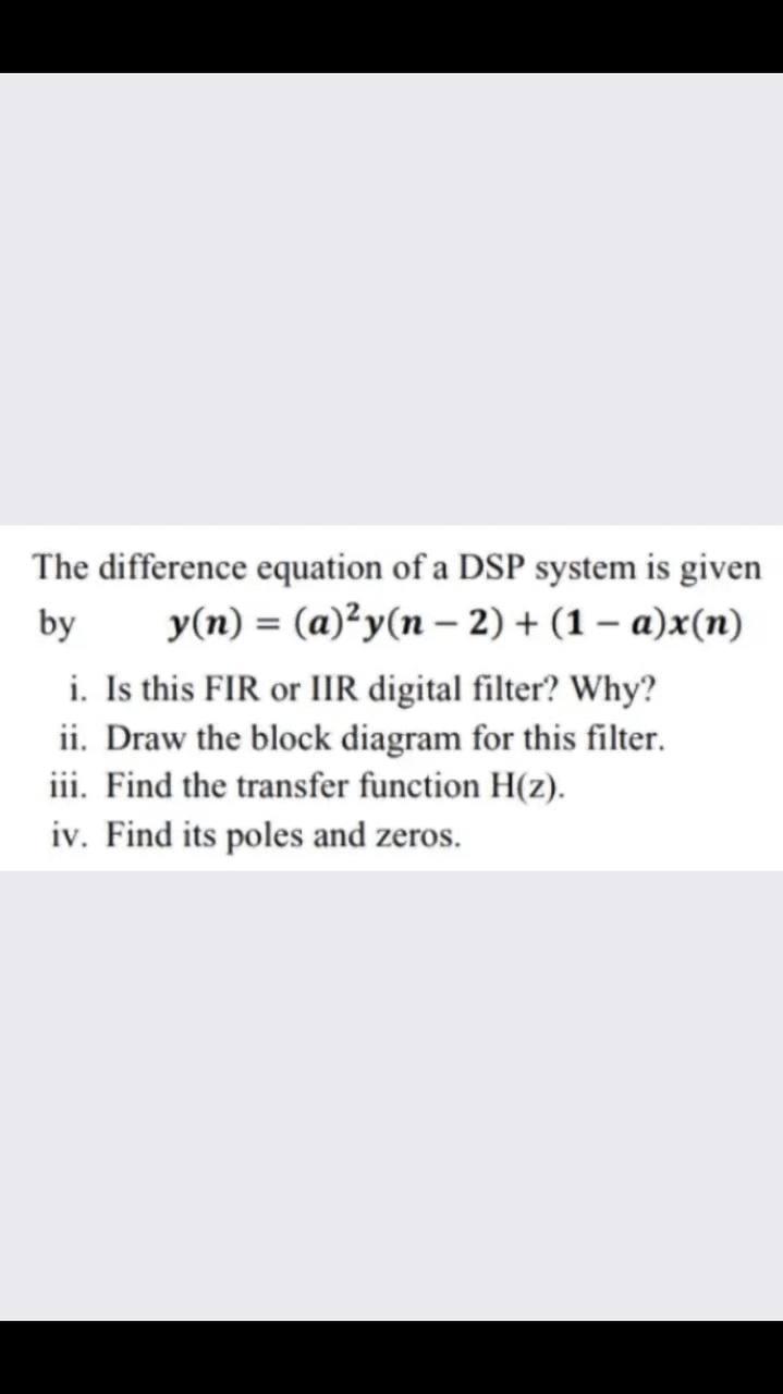 Solved The difference equation of a DSP system is given by | Chegg.com