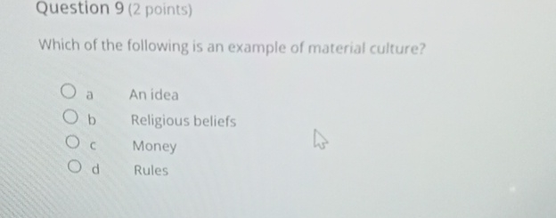 Solved Question 9 (2 ﻿points)Which of the following is an | Chegg.com