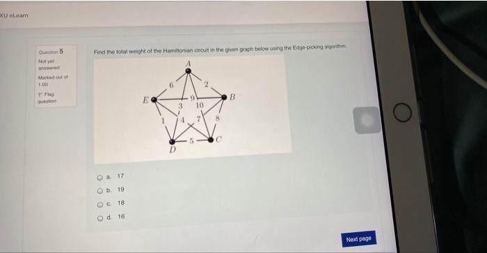 Solved Ouestan 5 Find the total weight of the Hamiltonian | Chegg.com