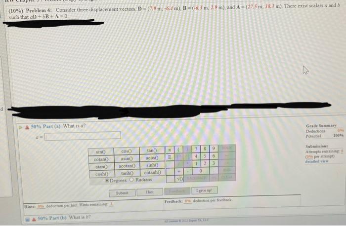 Solved (10\%) Problem 4: Consider three displacement | Chegg.com
