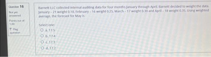 Solved Barnett LLC collected internal auditing data for four | Chegg.com