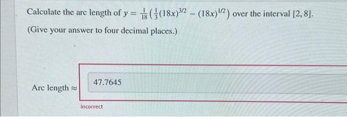 Solved Calculate the arc length of | Chegg.com