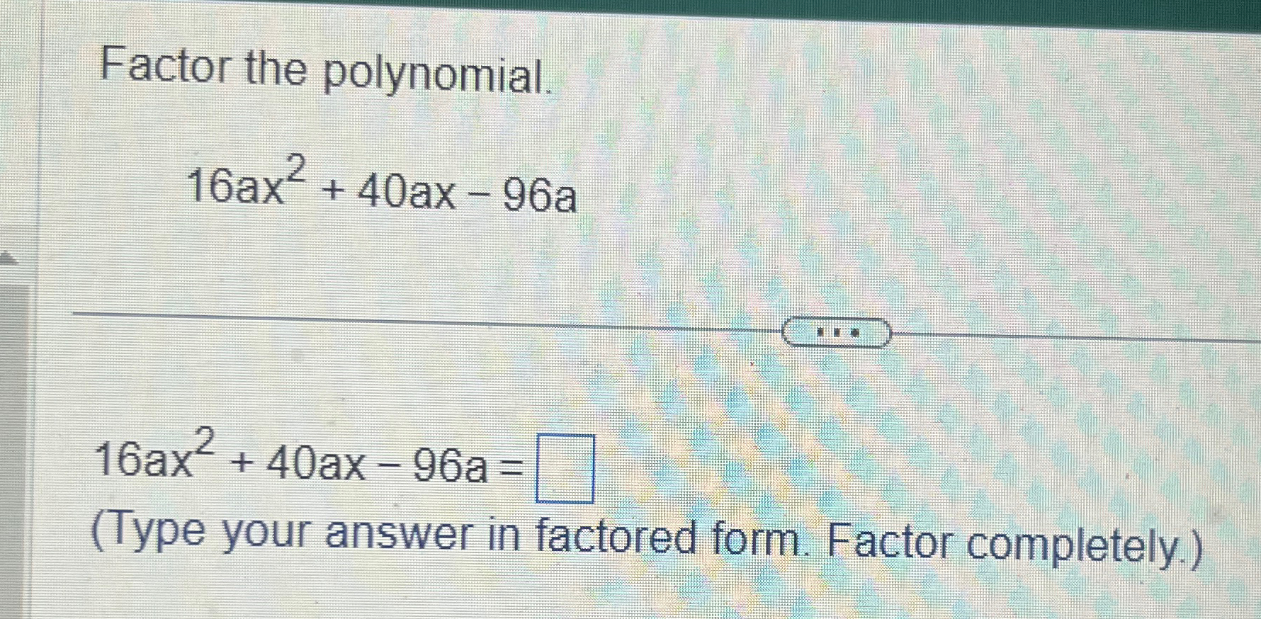 Solved Factor the | Chegg.com