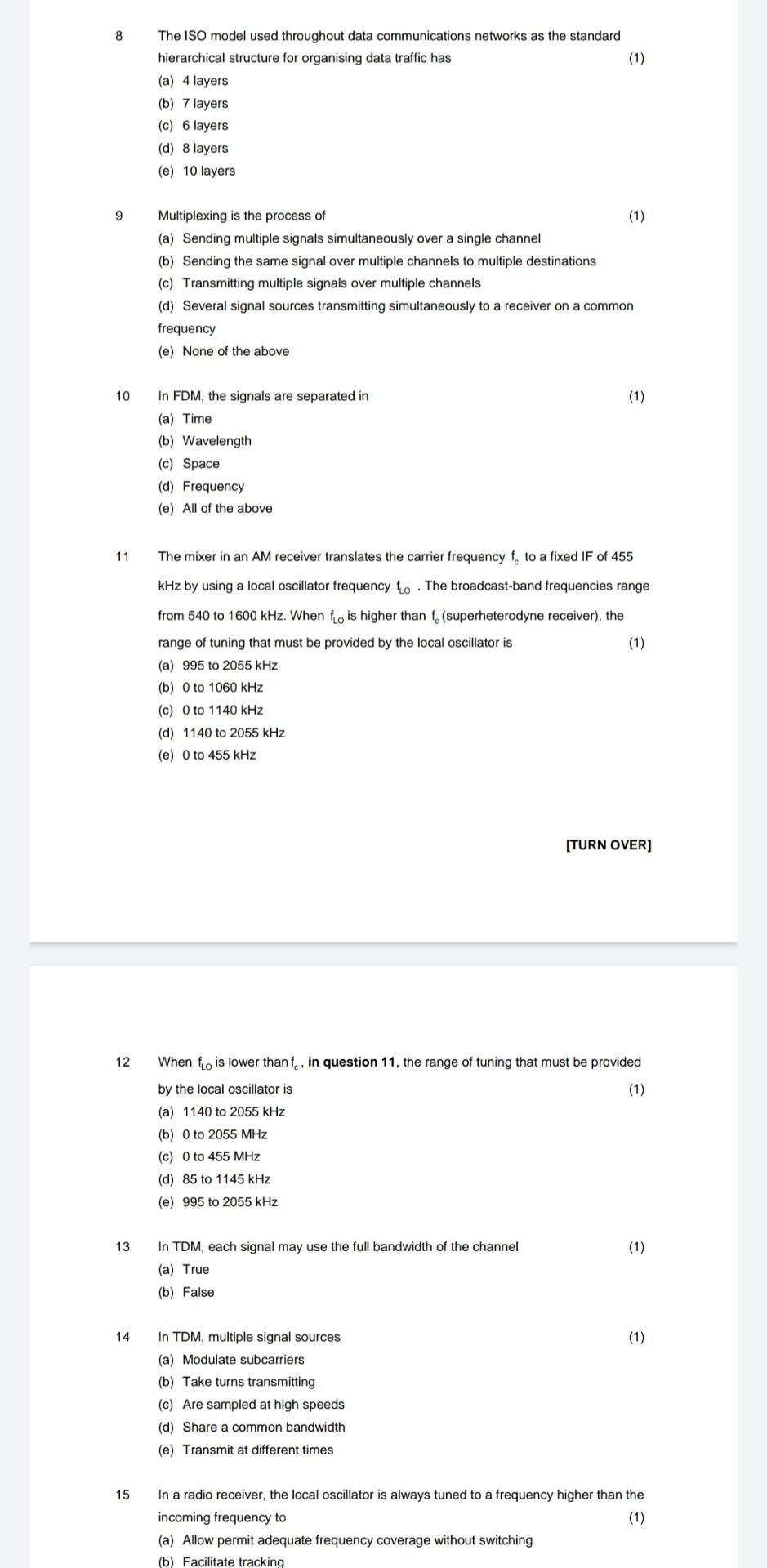 Solved 8 (1) The ISO model used throughout data | Chegg.com