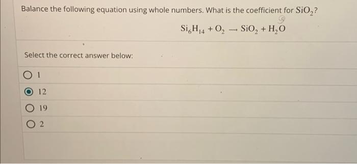 Solved Balance The Following Equation Using Whole Numbers