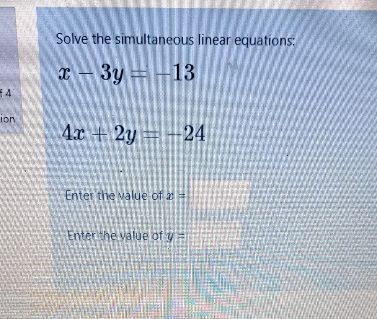 Solved Solve the simultaneous linear equations: | Chegg.com