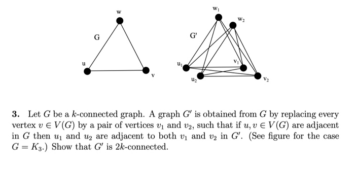 Solved W2 3. Let G be a k-connected graph. A graph G' is | Chegg.com