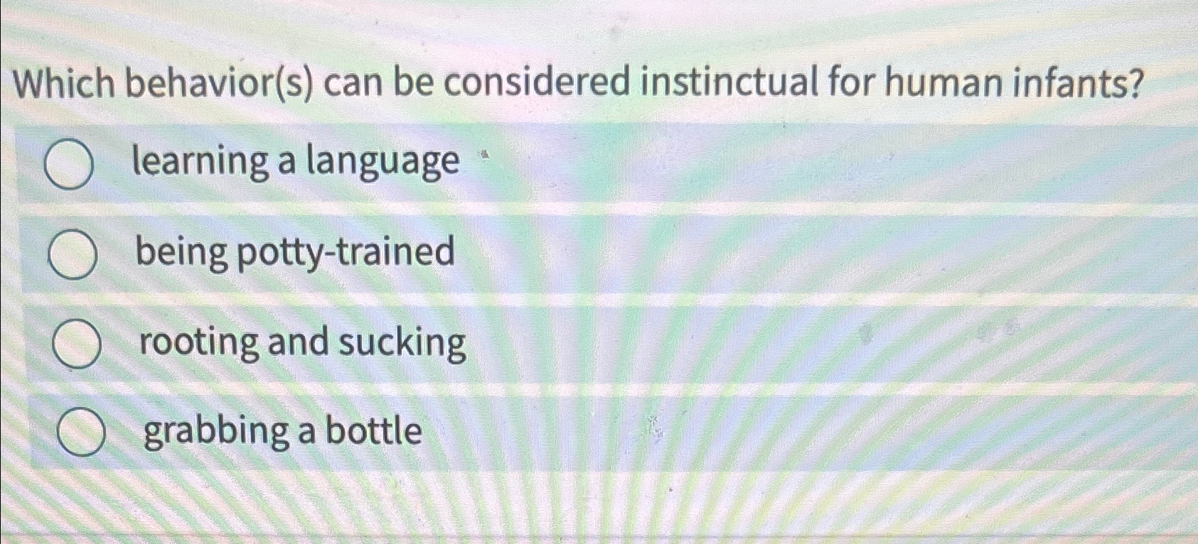 Solved Which behavior(s) ﻿can be considered instinctual for | Chegg.com