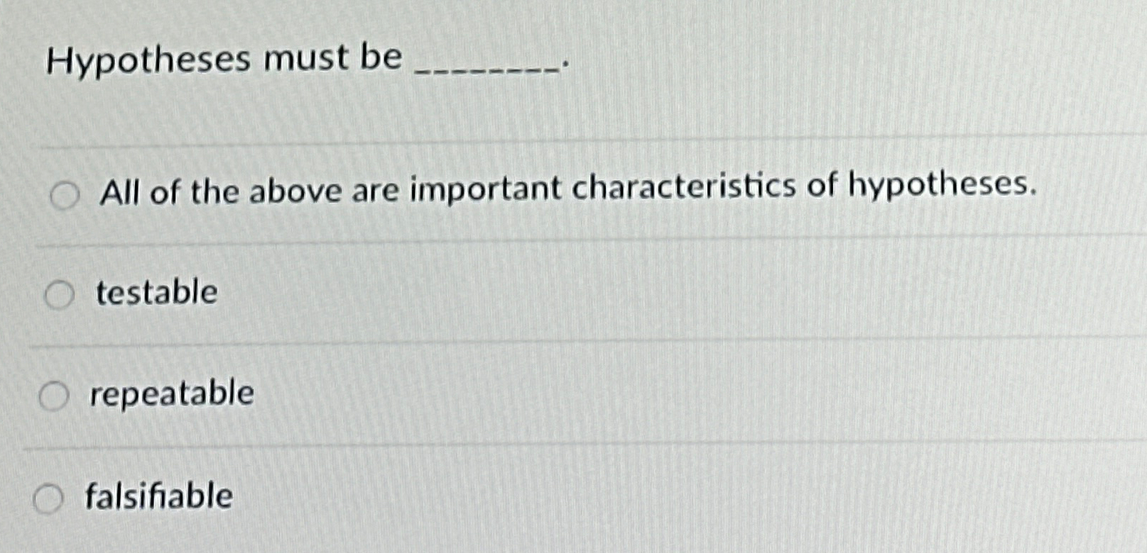 Solved Hypotheses must be q,All of the above are important | Chegg.com