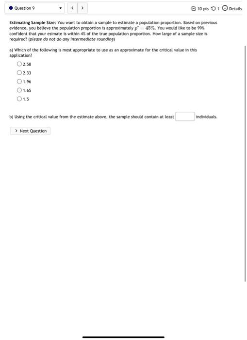 Solved Estimating Sample Size; You want to obtain a sample | Chegg.com