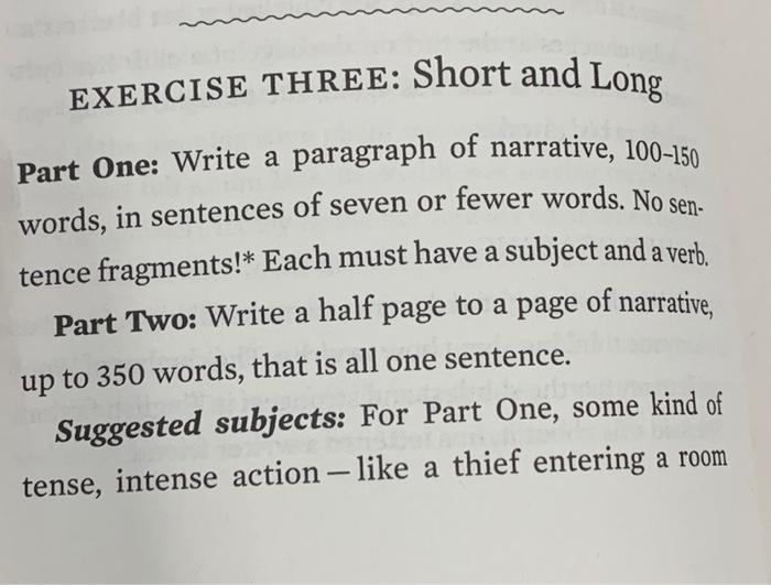 EXERCISE THREE: Short and Long Part One: Write a | Chegg.com