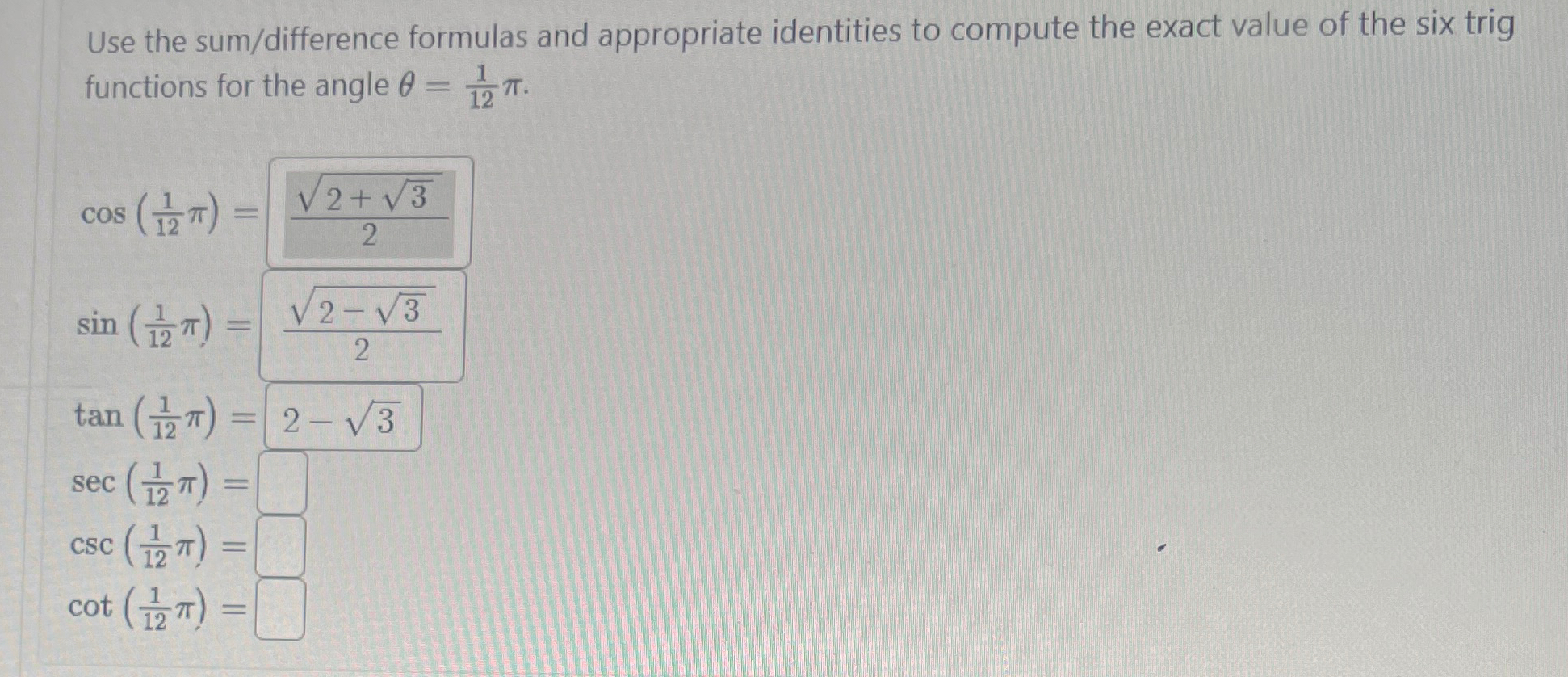 Solved Use the sum/difference formulas and appropriate | Chegg.com