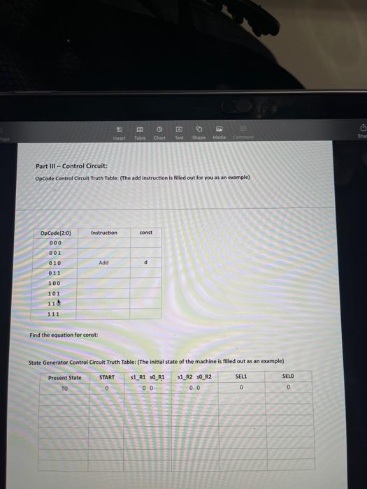 Solved Part III - Control Circuit: OpCode Control Circult | Chegg.com