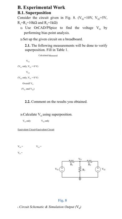 Solved B. Experimental Work B.1. Superposition Consider the | Chegg.com