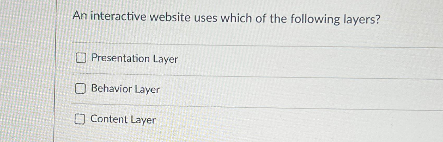 Solved An interactive website uses which of the following | Chegg.com