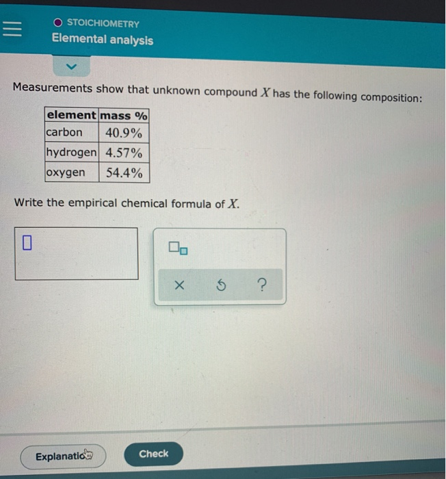 Solved O STOICHIOMETRY Elemental analysis Measurements show | Chegg.com