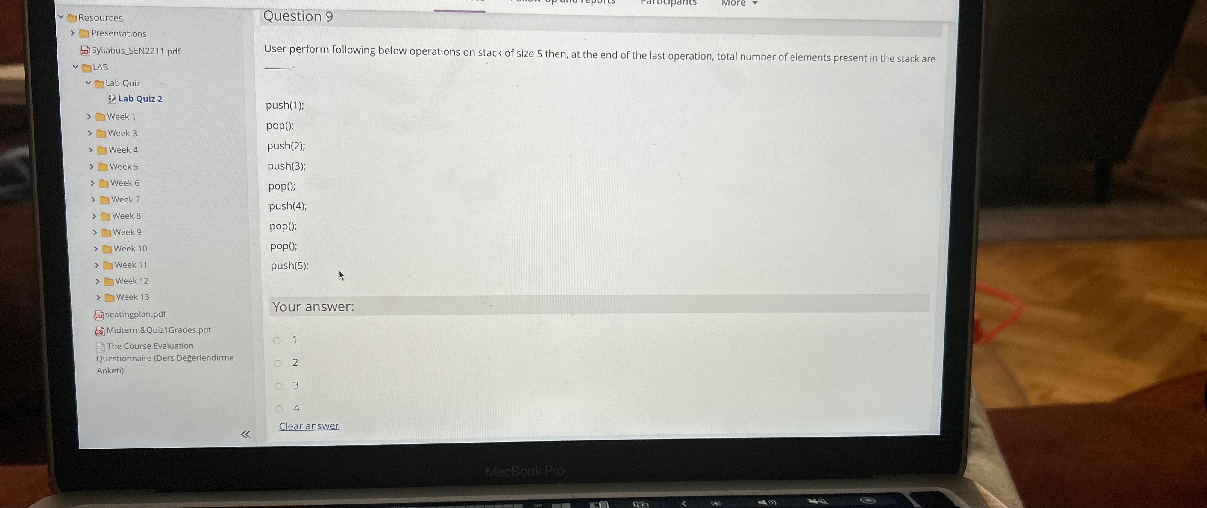 Solved Question 9F: The Course EvaluationQuestionnaire (Ders | Chegg.com