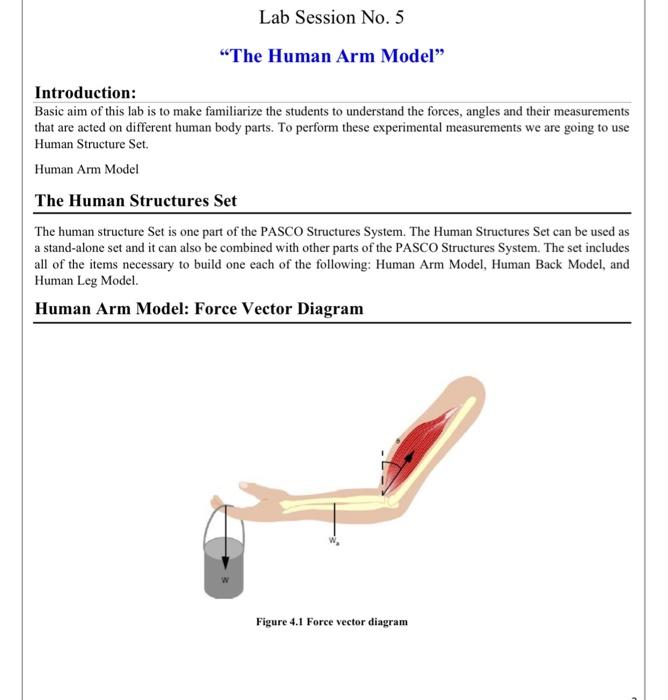 Solved This is Biomechanics (Lab) Lab experiment: The Human | Chegg.com
