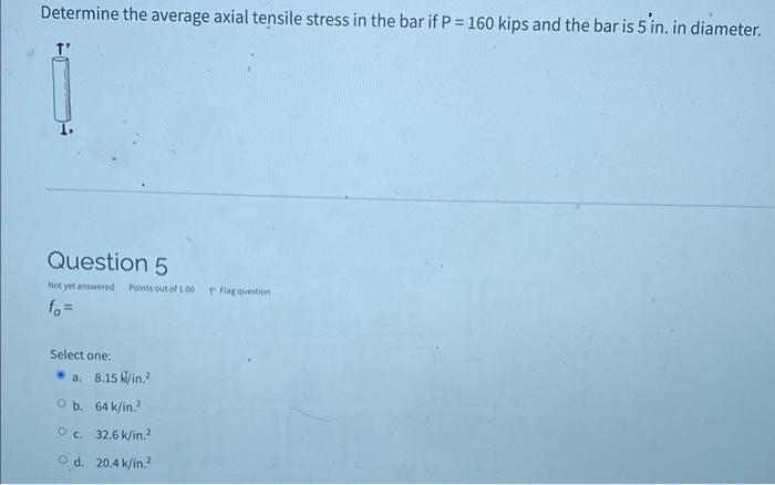 Solved Determine the average axial tensile stress in the bar | Chegg.com