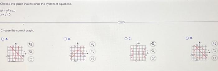 Solved Choose the graph that matches the system of | Chegg.com