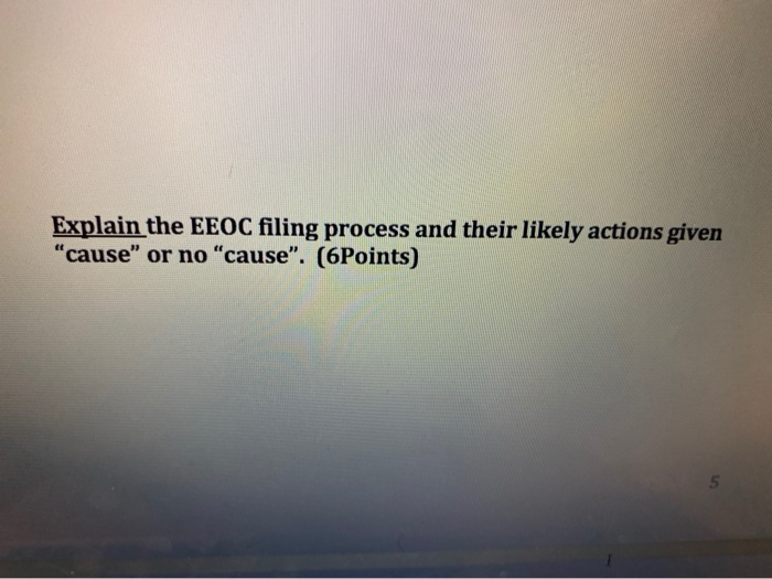 Solved Explain the EEOC filing process and their likely | Chegg.com